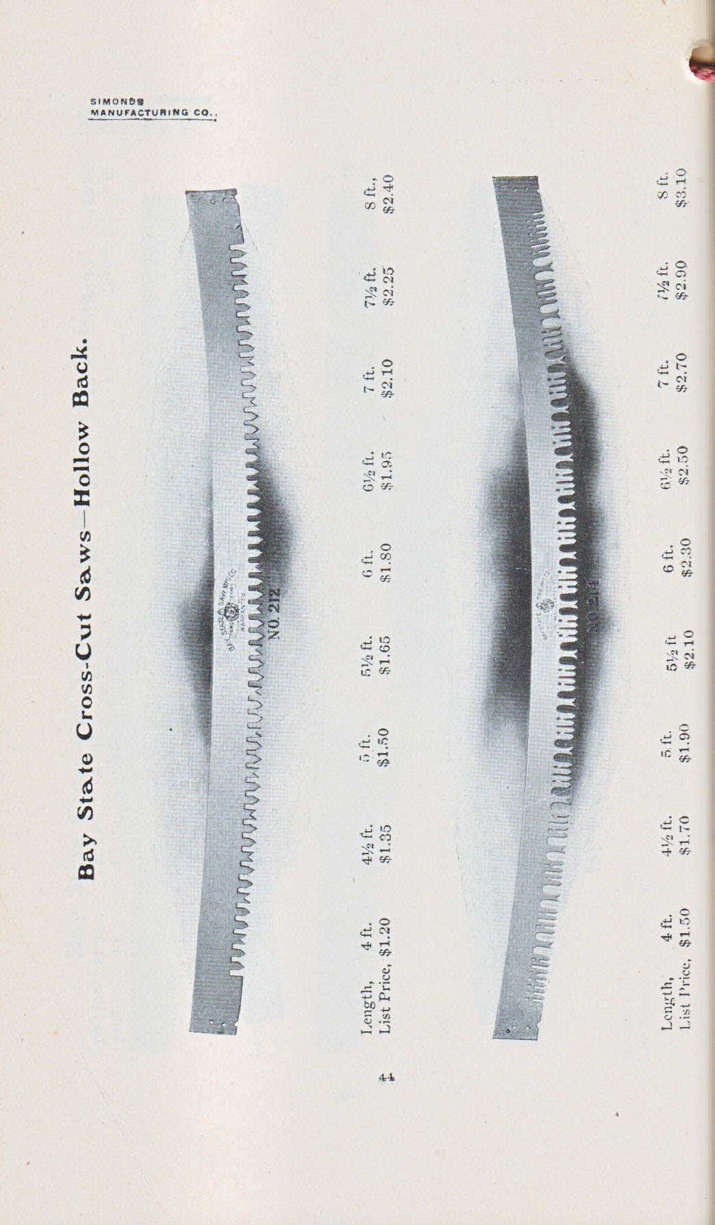 "Specific Simonds Saw Data"